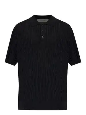 GOLDEN GOOSE Ribbed Polo Shirt With Short Sleeves And Three-button Placket - Nero