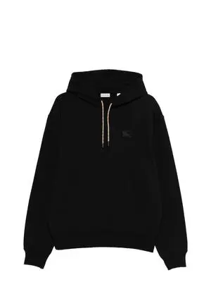 Burberry Drawcord Hood Sweatshirt With Equestrian Knight Embroidery - Nero