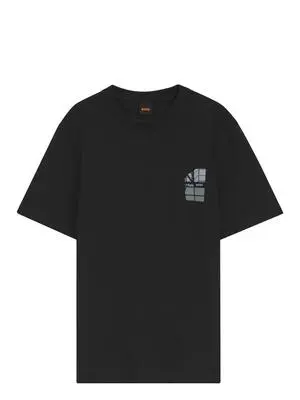 BOSS Cotton-jersey T-shirt With Graphic Print - Black