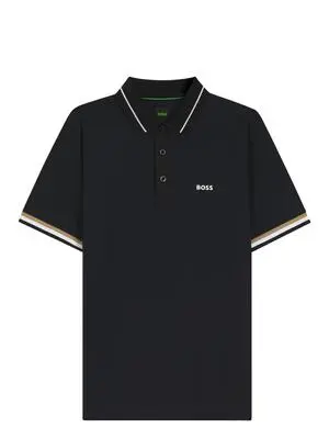 BOSS Active Slim-fit Polo Shirt With Branded Details - Black