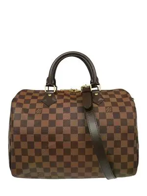 LOUIS VUITTON Louis Vuitton 2018 Damier Speedy Bandoulière Tote Bag Brown