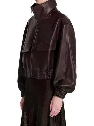 Nour Hammour Ellery Leather Jacket With Detachable Faux-fur Collar - Brown