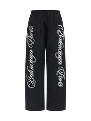 Balenciaga Cursive Embroidered Reversible Pants - Multicolor