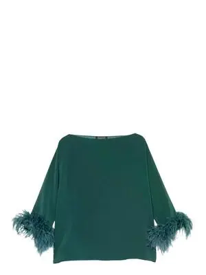 GIANLUCA CAPANNOLO Gianluca Capannolo Feather-Trimmed Boat Neck Top