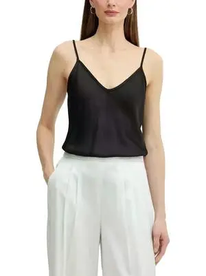 FRACOMINA Logo Appliqué V-neck Top - Black