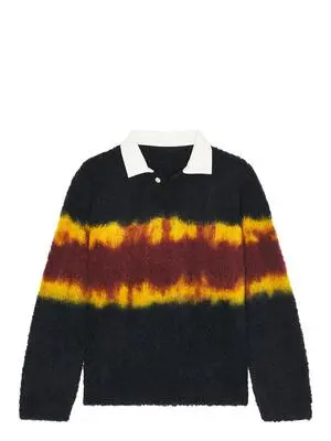 Sacai Chusen-dyed Knit Polo Shirt - Navy Multi