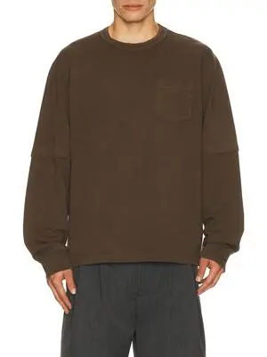 Sacai Cotton Jersey Long Sleeve T-shirt - Brown