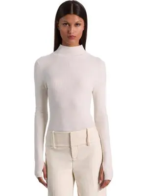 Alice + Olivia Roberta Wool Ribbed Turtleneck - Soft White