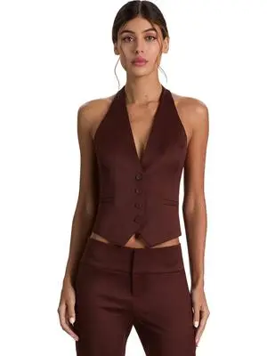 Alice + Olivia Erica Vest - Dark Chocolate