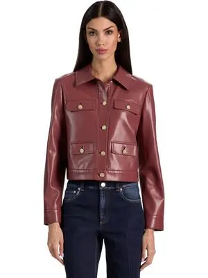 Alice + Olivia Alex Vegan Cropped Jacket - Cognac