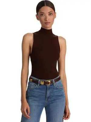 Alice + Olivia Alice + Olivia Darcey Wool Sleeveless Turtleneck Tank Dark Chocolate