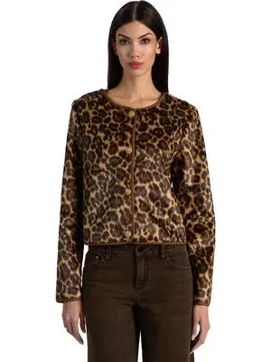 ALICE + OLIVIA Alice + Olivia Alma Faux Fur Leopard Print Coat