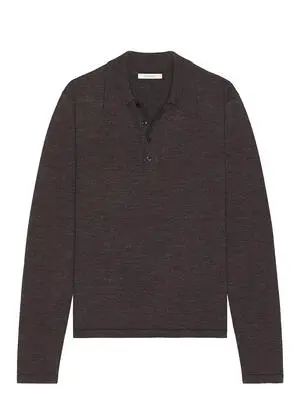 LEMAIRE Long Sleeve Knitted Polo Top Ecorce