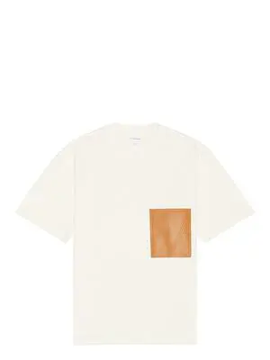 Bottega Veneta Two Ply Cotton Tee Shirt Leather Pocket Parchment