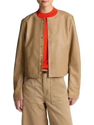 Vince Cropped Suede-trimmed Leather Jacket - Carmello