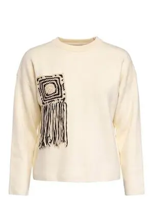 TANTRA SPAIN SL Knit Sweater With Crochet Detail And Pocket - Beige