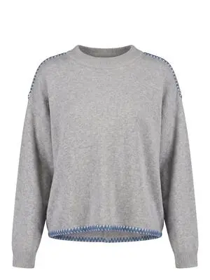 TANTRA SPAIN SL Oversized Knit Sweater With Topstitching Detail - Grey