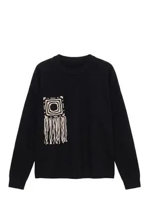 TANTRA SPAIN SL Knitted Sweater With Crochet Pocket Detail - Black