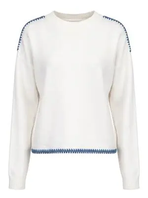 TANTRA SPAIN SL Oversized Knit Sweater With Decorative Topstitching - White