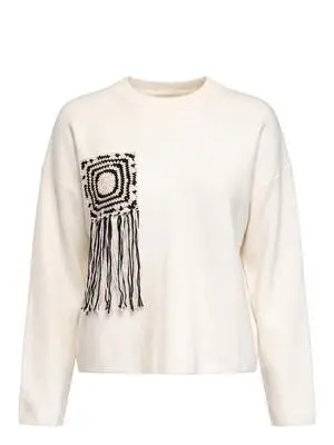 TANTRA SPAIN SL Knitted Sweater With Crochet Pocket Detail - White