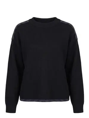 TANTRA SPAIN SL Oversized Knit Sweater With Topstitching Detail - Black