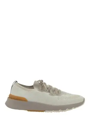 Brunello Cucinelli Cotton Knit Lace-up Sneakers - White