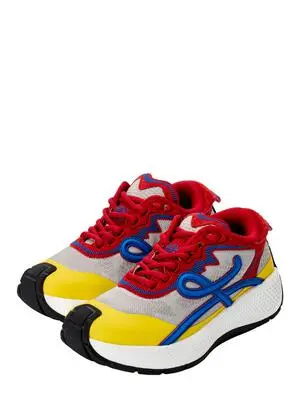 Loewe Pogo Sneaker In Technical Knit And Suede - Red/blue/white