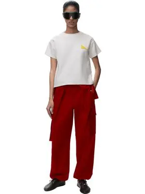 Loewe Cotton Blend T-shirt With Leather Flamenco Knot Detail - White