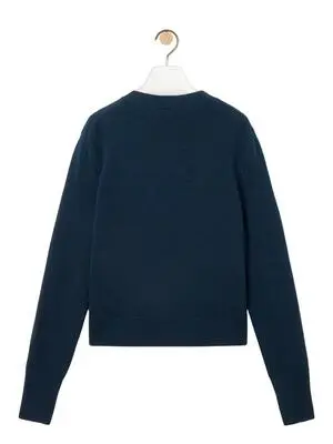 Loewe LOEWE Sweater In Medium-Weight Wool With Embroidered Double L Navy Blue