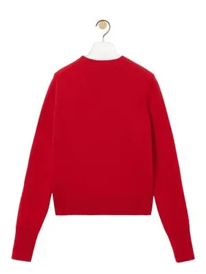Loewe Sweater In Medium-weight Wool With Embroidered Double - Red