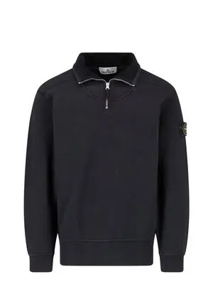 Stone Island Zip Hoodie - Black