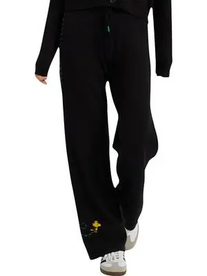 Chinti & Parker Wool-cashmere Peanuts Stripe Wide Leg Track Pants - Black