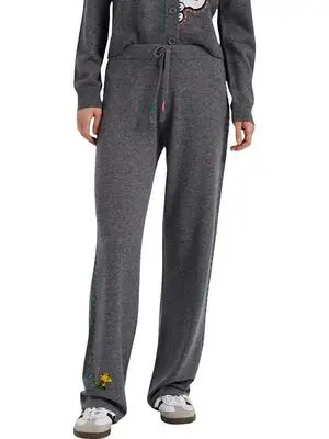 Chinti & Parker Chinti & Parker Wool-Cashmere Peanuts Stripe Wide Leg Track Pants Grey