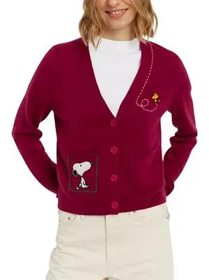 Chinti & Parker Chinti & Parker Wool-Cashmere Snoopy Pocket Cardigan Cherry
