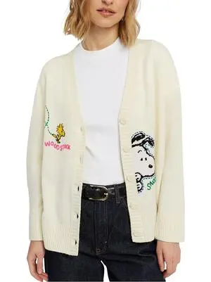 Chinti & Parker Wool-cashmere Snoopy Embroidered Cardigan - Cream