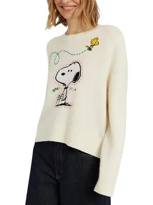 Chinti & Parker Wool-cashmere Snoopy Embroidered Sweater - Cream