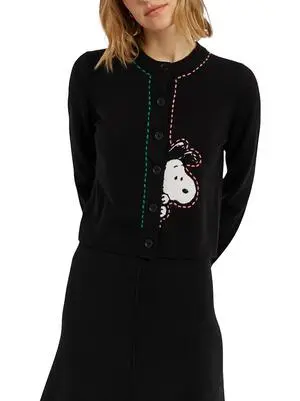 Chinti & Parker Wool-cashmere Snoopy Peep Cardigan - Black
