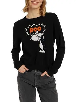 Chinti & Parker Wool-cashmere Snoopy Boo Sweater - Black