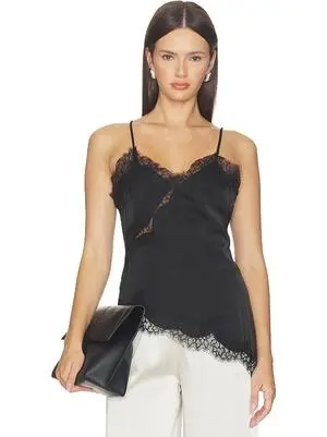 Superdown Jett Asymmetrical Lace Trim Top - Black