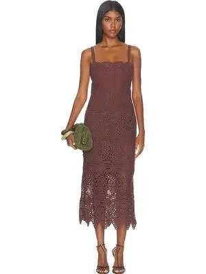 Alexis Ravello Crochet Midi Dress - Brown