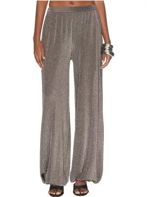 SEROYA Metallic Knit Wide Leg Pants - Granite