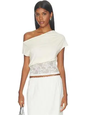Lioness Etoile Off Shoulder Top With Lace Detail - Cloud