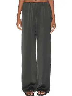 LOVERS AND FRIENDS Alette Satin Wide Leg Pants - Charcoal