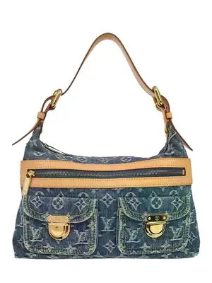 LOUIS VUITTON Monogram Denim Baggy Shoulder Bag - Blue