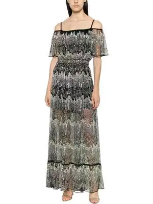 Rabanne Cold-shoulder Sequin Embellished Maxi Dress - Black