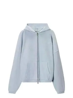 Alexander Wang Hotfix-embellished Zip-up Hoodie - Blue