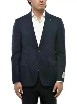Corneliani Checked Wool Blazer - Blue