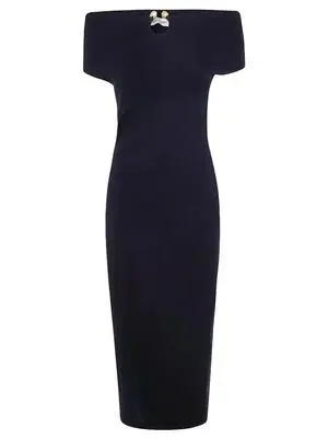 Alberta Ferretti Off-the-shoulder Midi Dress - Black