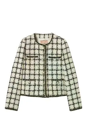 TWINSET Bouclé Check Pattern Jacket - Neutrals