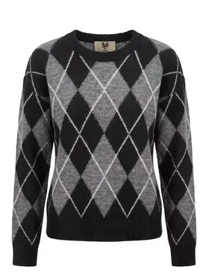 ANIYE BY Rebby Argyle Knit Sweater - Black